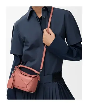 Loewe Mini Featherlight Puzzle Bag In Nappa Lambskin - Blush