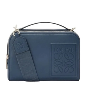 Loewe Mini Crossbody Camera Bag In Satin Calfskin - Indigo