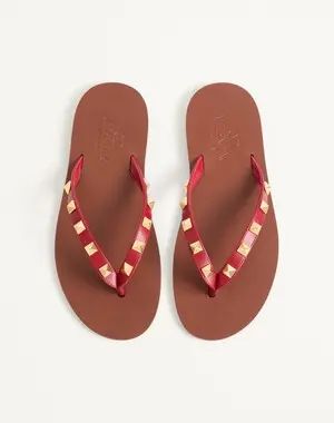 Valentino Garavani Rockstud Calfskin Thong Sandals