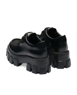 Prada Monolith Brushed Leather Lace-up Shoes
