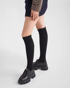Prada Monolith Brushed Leather Lace-up Shoes