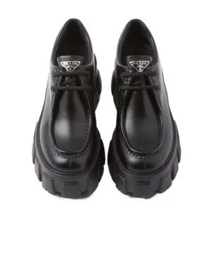 Prada Monolith Brushed Leather Lace-up Shoes