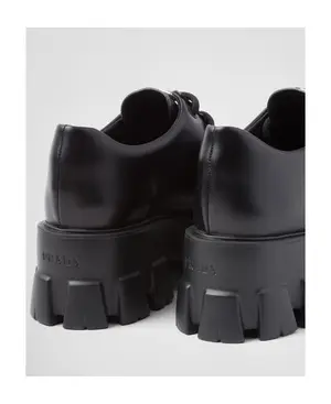 Prada Monolith Brushed Leather Lace-up Shoes