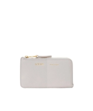Loewe Coin Cardholder In Smooth And Grained Calfskin - Light Ghost Ash