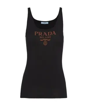 Prada Ribbed Logo Tank Top