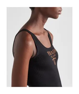 Prada Ribbed Logo Tank Top