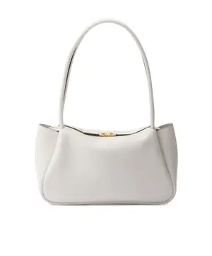 Prada Medium Handbag With Enameled Triangle Logo - White