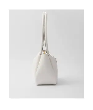 Prada Medium Handbag With Enameled Triangle Logo - White