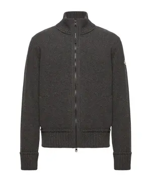 Moncler Cashmere Wool Zip-up Cardigan - Black