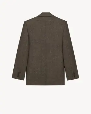 Saint Laurent Double-breasted Jacket In Herringbone Wool