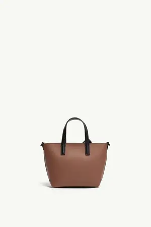 Moncler Micro Tote Bag With Leather Handles And Detachable Shoulder Strap - Brown