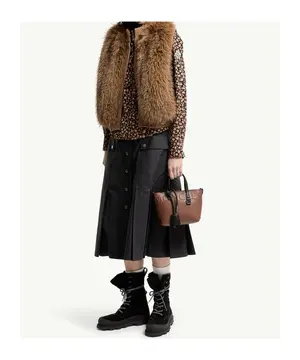 Moncler Micro Tote Bag With Leather Handles And Detachable Shoulder Strap - Brown