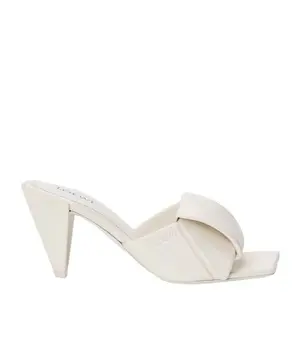 Loewe Origami Slide Heeled Sandals In Lambskin - White