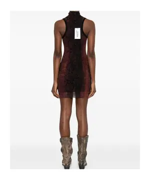 JEAN PAUL GAULTIER Snakeskin High Neck Mini Dress - Brown/black