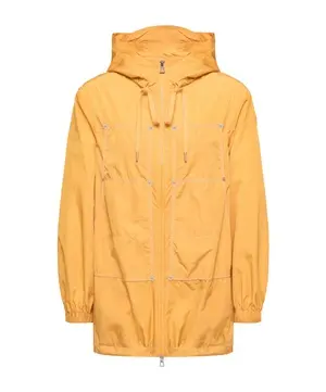 Moncler Alkes Anorak Rain Jacket With Drawstring Hood And Studded Pockets - Yellow