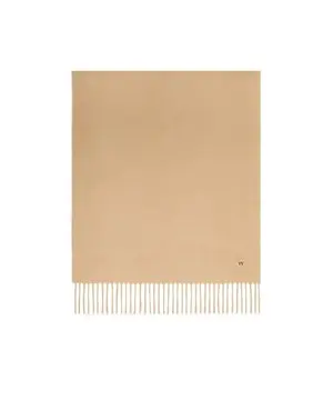 Max Mara Logo Embroidered Fringed Scarf - Beige