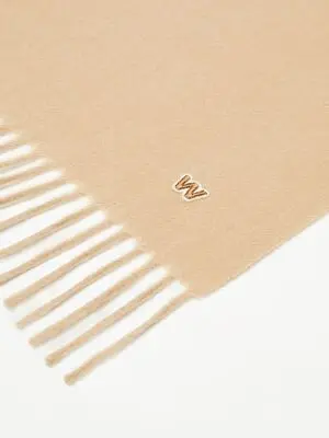 Max Mara Logo Embroidered Fringed Scarf