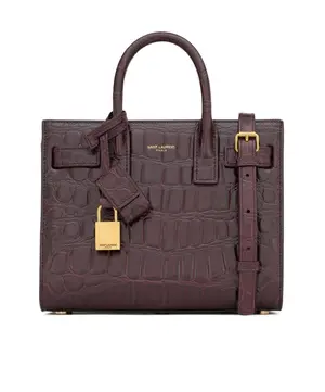 Saint Laurent Sac De Jour In Crocodile-embossed Leather Nano - Black