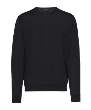 Prada Knitted Crew Neck Jumper - Black