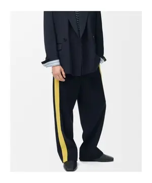 Loewe Contrasting Color Stripe Casual Pants - Black