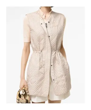 Burberry Quilted Nylon Vest With Drawstring Waist - Stone Beige