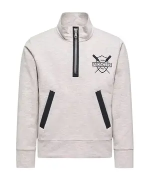 Moncler Logo Crest Stretch Cotton High Neck Half-zip Sweatshirt