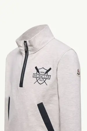 Moncler Logo Crest Stretch Cotton High Neck Half-zip Sweatshirt