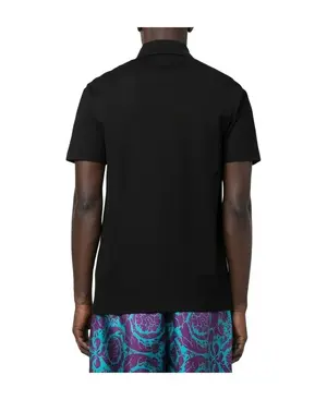 Versace Medusa Embroidered Short Sleeved Polo Shirt