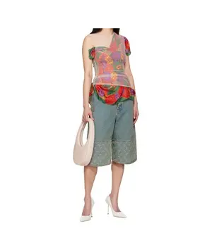 MARINE SERRE Asymmetrical Layered Top With Graphic Print