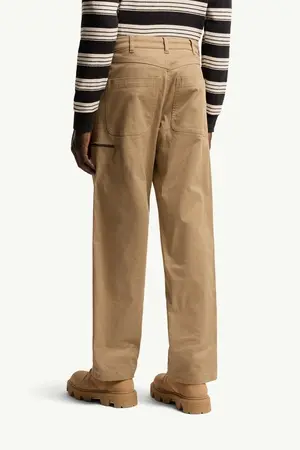 Moncler Stretch Gabardine Pants With Logo Patch