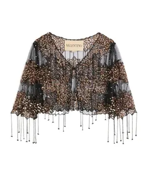Valentino Garavani Embroidered Fringe Detail Casual Jacket