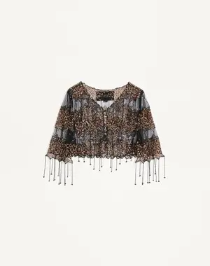 Valentino Garavani Embroidered Fringe Detail Casual Jacket