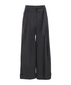 LOW CLASSIC Double Belt Pleated Pants