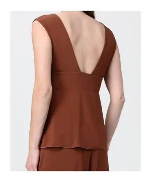 Max Mara Sleeveless V-neck Top With Slit Hem