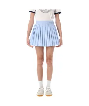 SPORTY  RICH Sporty Rich Logo Detailed Pleated Mini Skirt - Blue