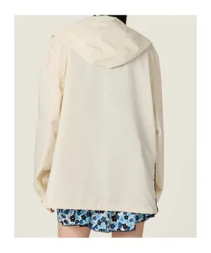 Miu Miu Technical Fabric Blouson Jacket With Drawstring Hood And Zip Closure
