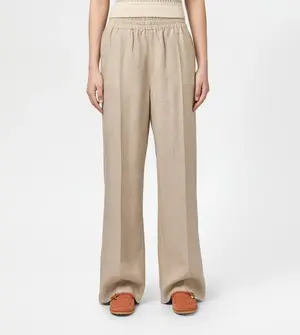 TOD'S Linen Wide Leg Trousers - Beige