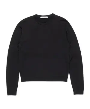 Acne Studios Merino Wool Crewneck Sweatshirt With Bow Embroidery - Black