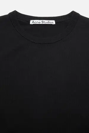 Acne Studios Merino Wool Crewneck Sweatshirt With Bow Embroidery - Black