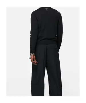 Acne Studios Merino Wool Crewneck Sweatshirt With Bow Embroidery - Black