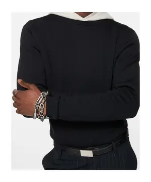 Acne Studios Merino Wool Crewneck Sweatshirt With Bow Embroidery - Black