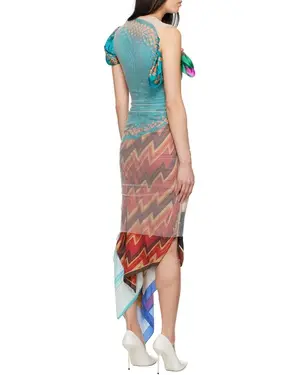 MARINE SERRE Asymmetrical Scarf-detailed Midi Dress
