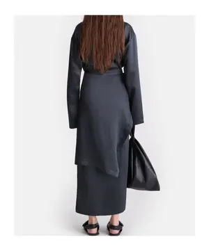Nanushka Layered Maxi Dress With Lapel Collar And Long Sleeves