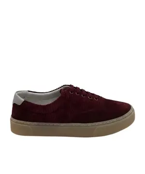 Brunello Cucinelli Corduroy-suede Sneakers - Deep Red