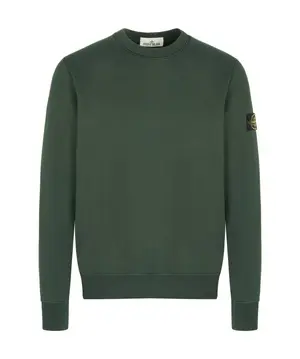 Stone Island Logo Patch Crewneck Sweatshirt - Black