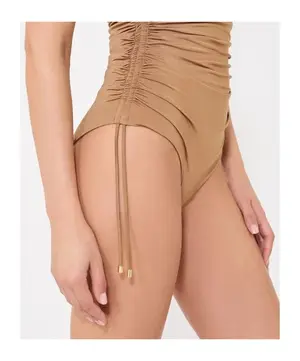Max Mara Halterneck One Piece Swimsuit With Side Ties - Nude