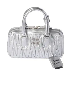 Miu Miu Arcadie Matelassé Nappa Leather Mini-bag - Silver