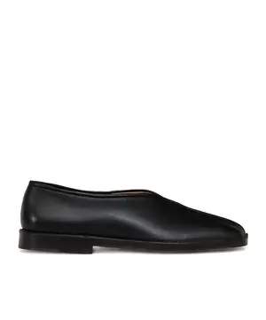 LEMAIRE Piped Square-toe Loafers - Black