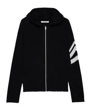 Zadig&Voltaire Clash Zip Up Hooded Cardigan - Black