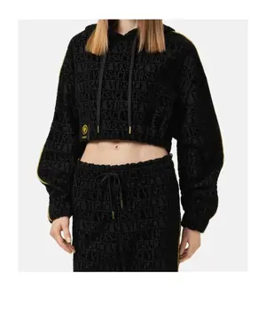 Versace All Over Monogram Cropped Hoodie